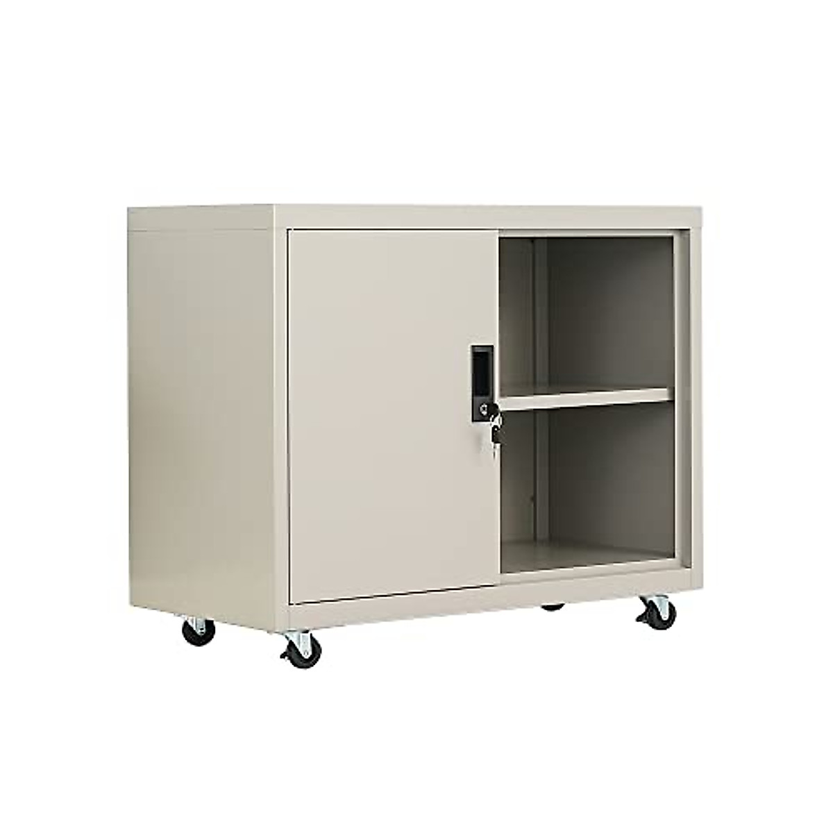 Fumedo Metal Mobile Lateral File Cabinet, Storage Locker,Printer Stand with Open Storage Shelves for Office,School,Home,Living Room. (Gray)