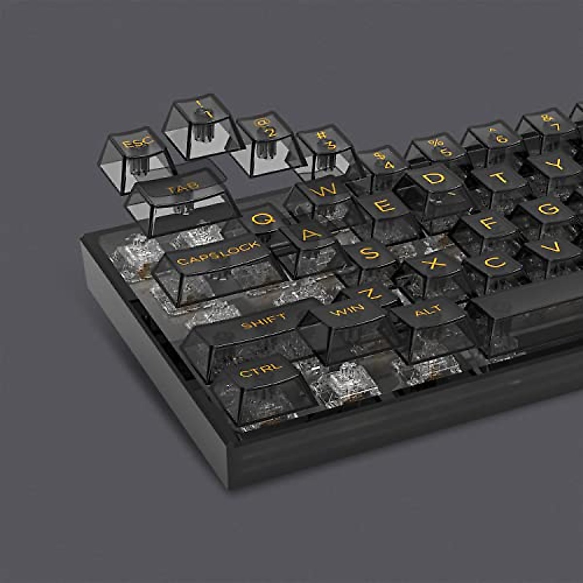 dagaladoo 140 Keys Black Clear Keycaps Full Set, Custom Cherry Profile Keyboard Keycaps, XVX Transparent PC Material Keycaps for 60% 65% 75% 100% Cherry Gateron Mx Switches Mechanical Keyboard