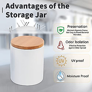 77L Food Storage Jar, 10.13 FL OZ (300 ML), Ceramic Food Storage Jar with Airtight Seal Bamboo Lid - Modern Design White Ceramic Food Storage Canister for Serving Tea, Coffee, Spice and More