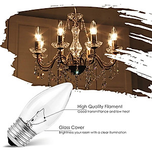 40W Incandescent Torpedo Tip Chandelier with Crystal Clear Incandescent Light Bulbs Tip Light Bulb and Medium E26 Candelabra Base (6 Pack) (6)