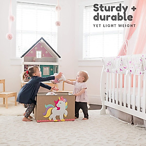 Hurricane Tots Large Toy Chest. Canvas Soft Fabric Children Toy Storage Bin Basket with Flip-top Lid. Collapsible Gray Toy Box for Kids, Boys, Girls, Toddler and Baby Nursery Room