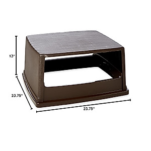 Rubbermaid Commercial Products Glutton Trash Can Top, 56-Gallon, Brown, Large Openings for Hands Free Disposal, Compatible with Glutton Garbage Can