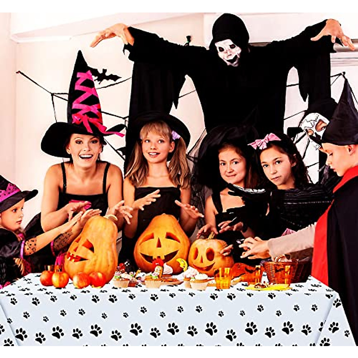 Puppy Themed Birthday Party Decorations - Pet Dog and Cat Paw Party Supplies Puppy Paw Print Plastic Tablecloth 54 x 108 inches Disposable Plastic Table Cover for Dog Themed Birthday Party 2 Pack