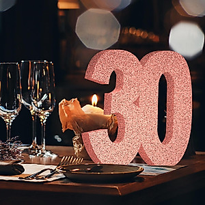 30th Birthday Decorations for Women,30th Anniversary Decorations,Rose Gold Glitter 30th Birthday Party Centerpieces for Table Decorations,30 Table Topper Decor