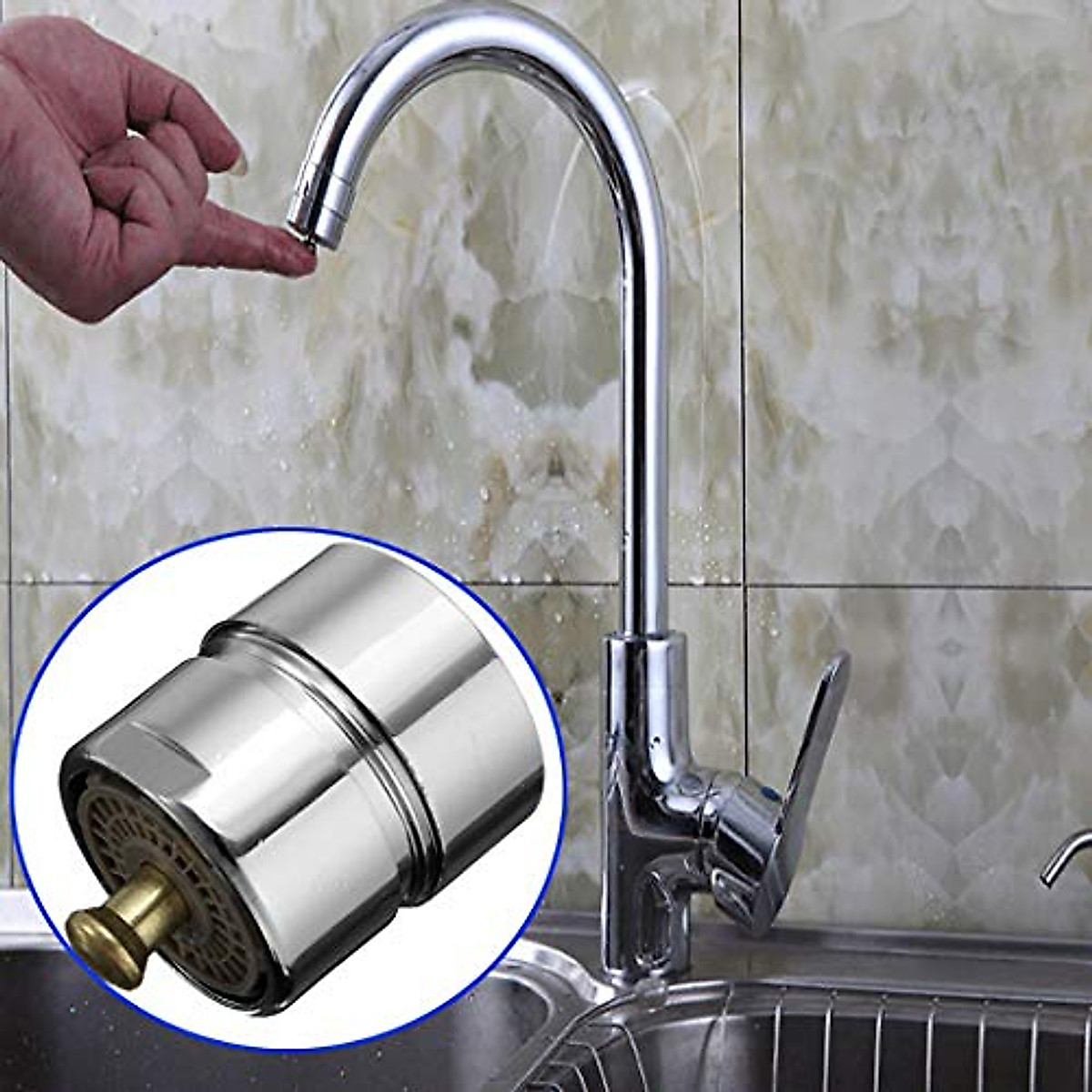 JUSTDOLIFE Water Saving Aerator Touch Control Faucet Nozzle Faucet Aerator For Kitchen (Silver)