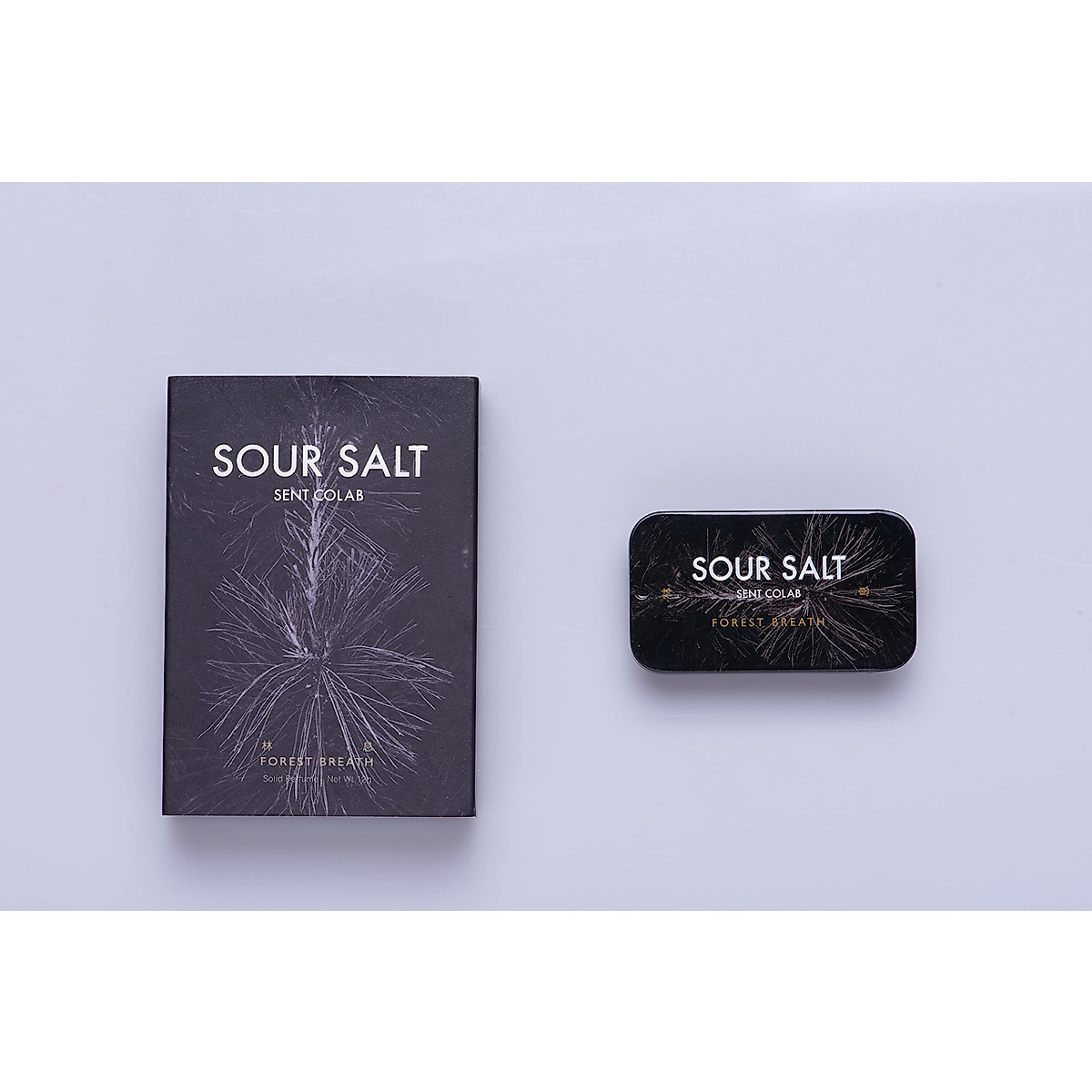 SourSalt SOLID Cologne -FOREST BREATH Pocket-Size Fragrance. - .5 oz Tin Wooden Note Long Lasting