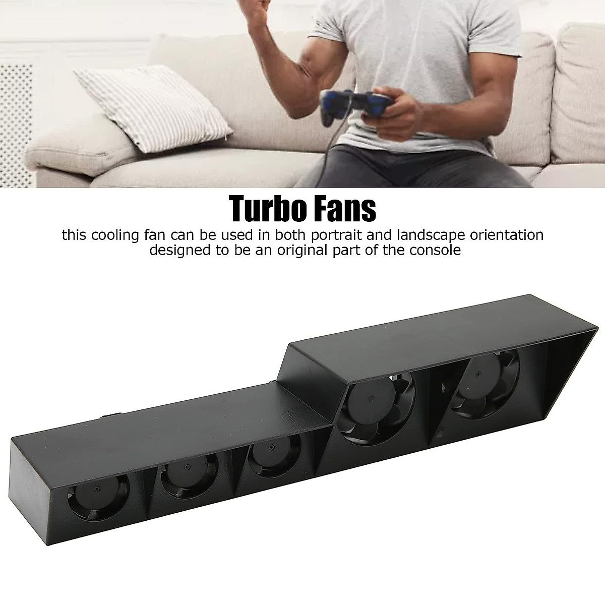 Sutinna USB External Cooler, for PS4 Cooling Fan USB External Cooler 5 Fan Turbo Temperature Control for PS4 Gaming Console