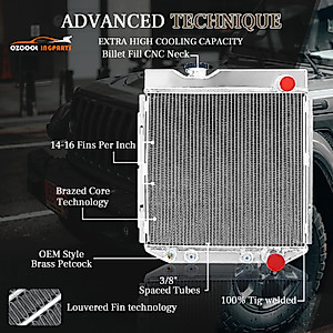OzCoolingParts 3 Row Core Full Aluminum DPI259 Radiator + 14" Fan w/Shroud Kit for 1963-1966 64 65 Ford Mustang Falcon Ranchero/Mercury Comet, V8 AT/MT