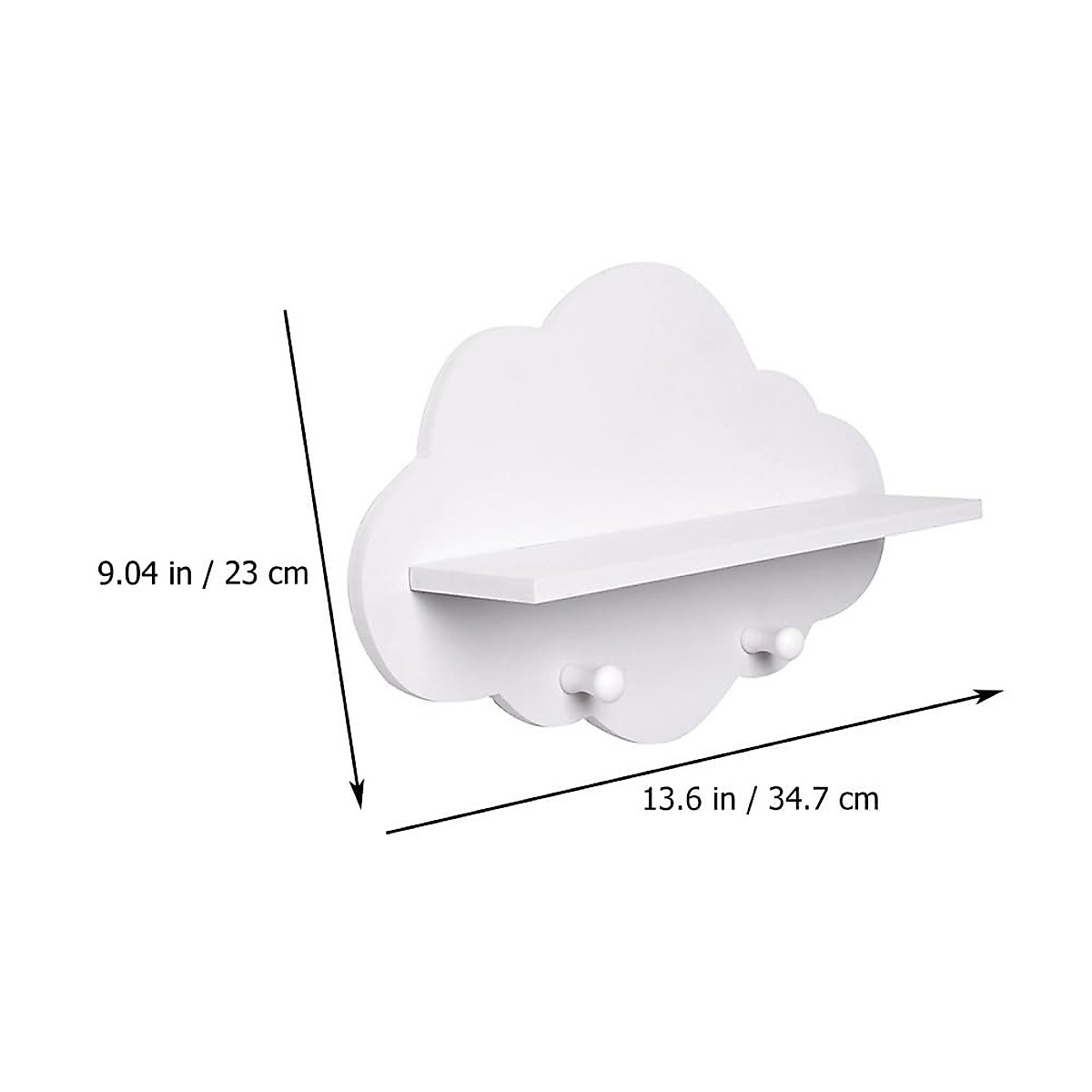LABRIMP Multifunctional Storage Rack Storage Shelf Rack Porch Organizer Rack Cloud Shape Shelf Entryway Floating Shelves Coat Wall Rack Shelves Coat Hooks White Nordic Hanger Wpc