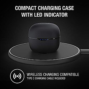 WeSC True Wireless Headphones, Bluetooth Earphones with LED Wireless Charging Case, 20Hrs Playtime, Touch Control, IPX4 Water Resistant Earbuds - Black