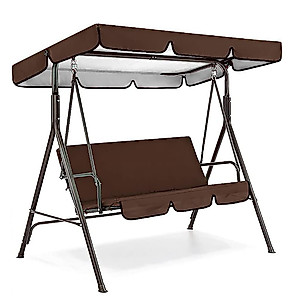 YJYdadaS Swing Chair Cover Replacement Accessories - Outdoor Patio Swing - 76‘’x 44 Waterproof UV Protective Canopy Garden Backyard (Brown), 195CM X 125CM X15CM 150CM x 50CM X 10CM (YJYdada210603)