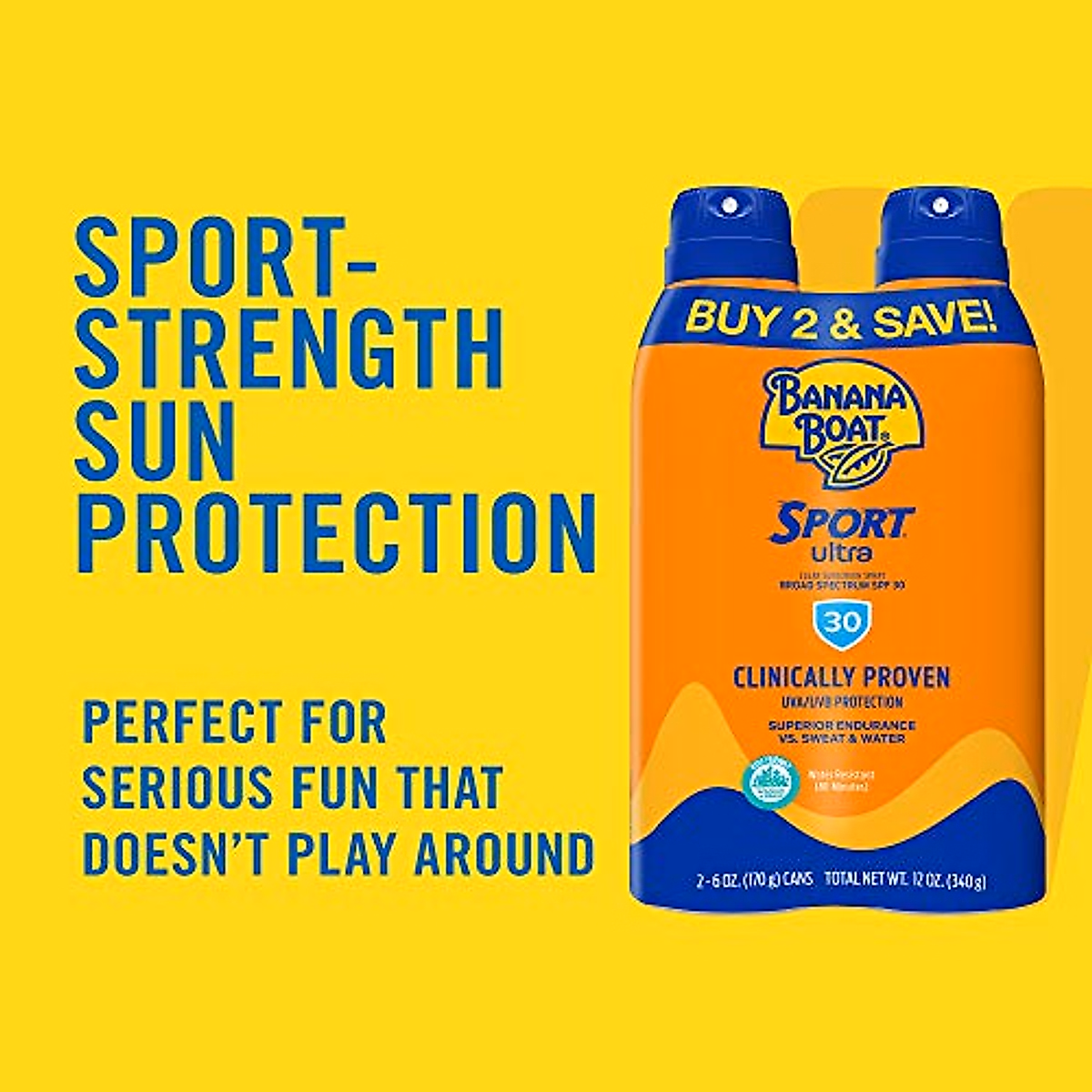 Banana Boat Sport Ultra, Reef Friendly, Broad Spectrum Sunscreen Spray, SPF 30, 6oz. - Twin Pack
