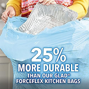 Glad ForceFlex MaxStrength Tall Kitchen Drawstring Trash Bags, 13 Gallon, Beachside Breeze with Febreze Freshness, 34 Count