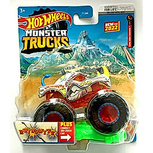 Monster Trucks Rhinomite (White) with Connect and Crash car, 1:64 Scale Diecast Truck 19/75