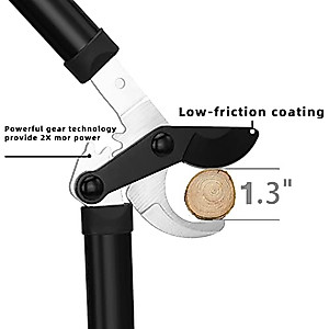 KLDOLLAR 15 Inch Tree Trimmer, Super Powerful Gear Loppers, Gardening Pruners, Lightweight Branch Cutter with 1.3 Inch Cutting Capacity, Sharp Precision Alloy Steel Blade