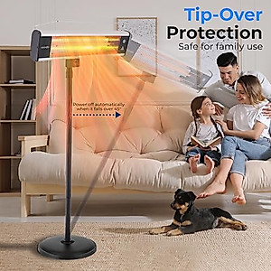 SereneLife Infrared Patio Heater, Electric Patio Heater for Indoor/Outdoor Use, Portable Stand Heater with Remote Control, 1500 W, for Restaurant, Patio, Backyard, Garage, Decks (Black)