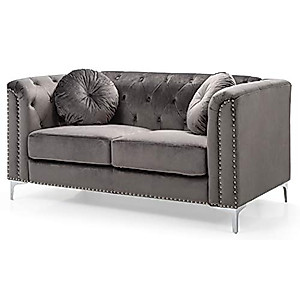 Glory Furniture Pompano Love Seat, Dark Gray. Living Room Furniture, 31" H x 62" W x 34" D