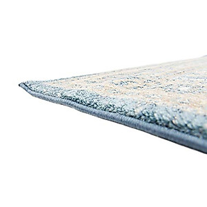 Unique Loom Salzburg Collection Classic Traditional Medallion Design Oriental Inspired with Intricate Border Area Rug, 4 ft, Navy Blue/Light Brown