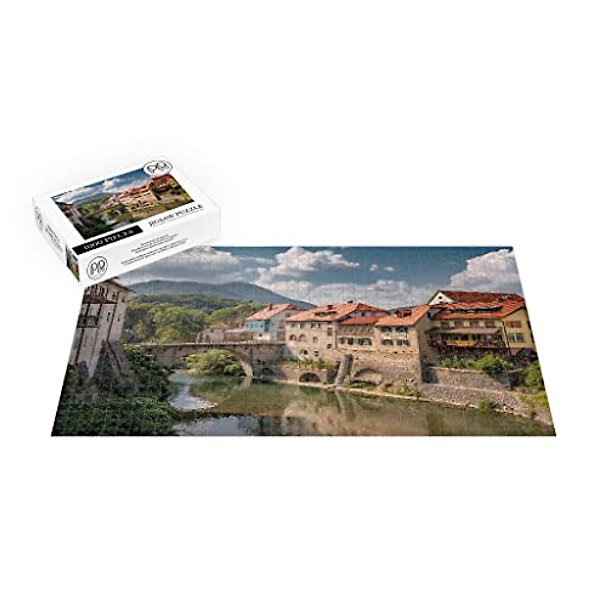 Puzzle Rabbit - 1000 Piece Multicolor Jigsaw Puzzle - Capuchin Bridge, Skofja Loka, Slovenia