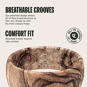 Groove Life Nomad Burled Walnut Silicone Ring Breathable Rubber Wedding Rings for Men, Lifetime Coverage, Unique Design, Comfort Fit Ring - Size 11
