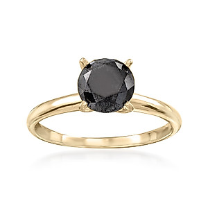 Ross-Simons 1.00 Carat Black Diamond Solitaire Ring in 14kt Yellow Gold. Size 7