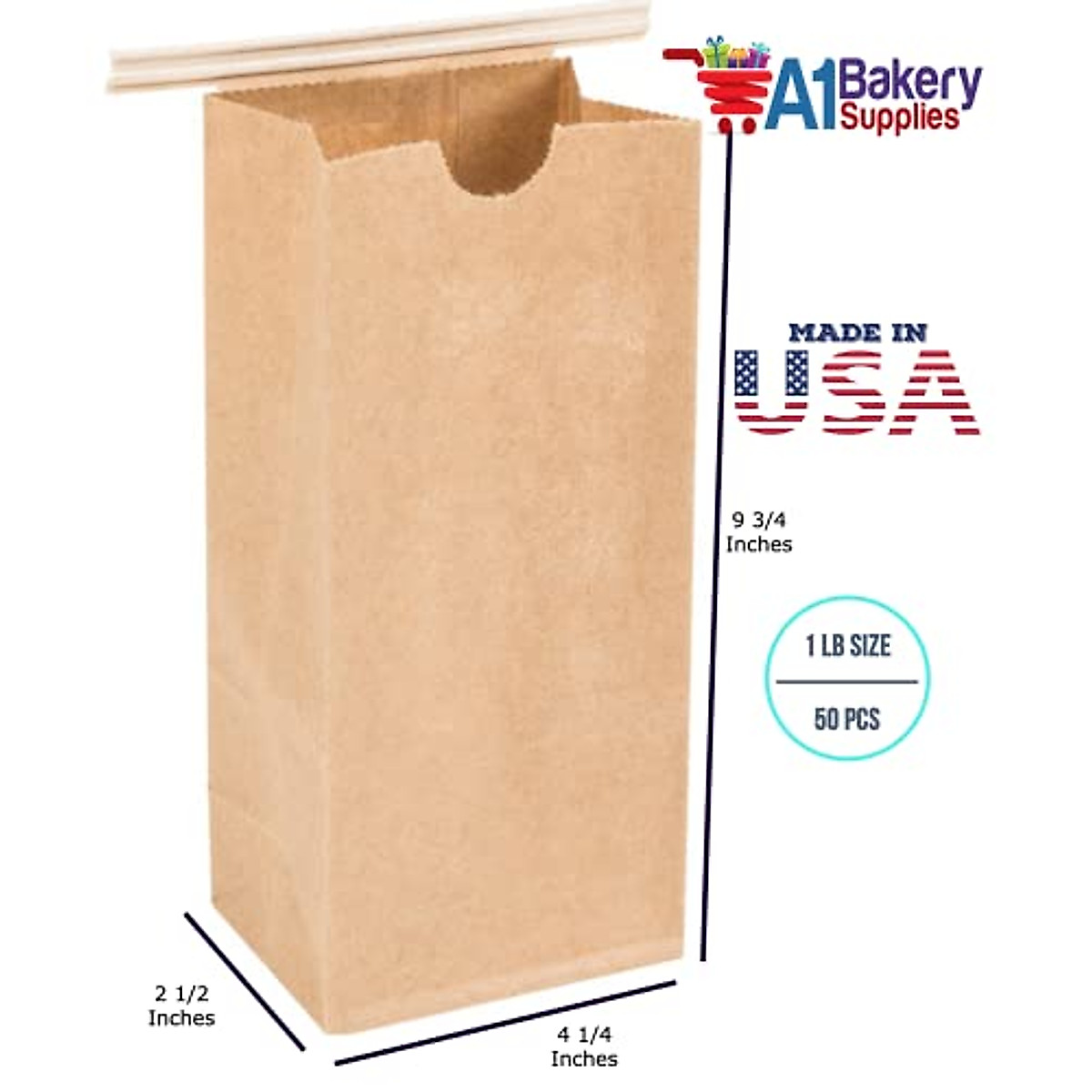 Resealable Kraft Tin Tie Poly-lined Bags Coffee Bags Reclosable Tin Tie Bags without window - 1Lb - 50 Pack