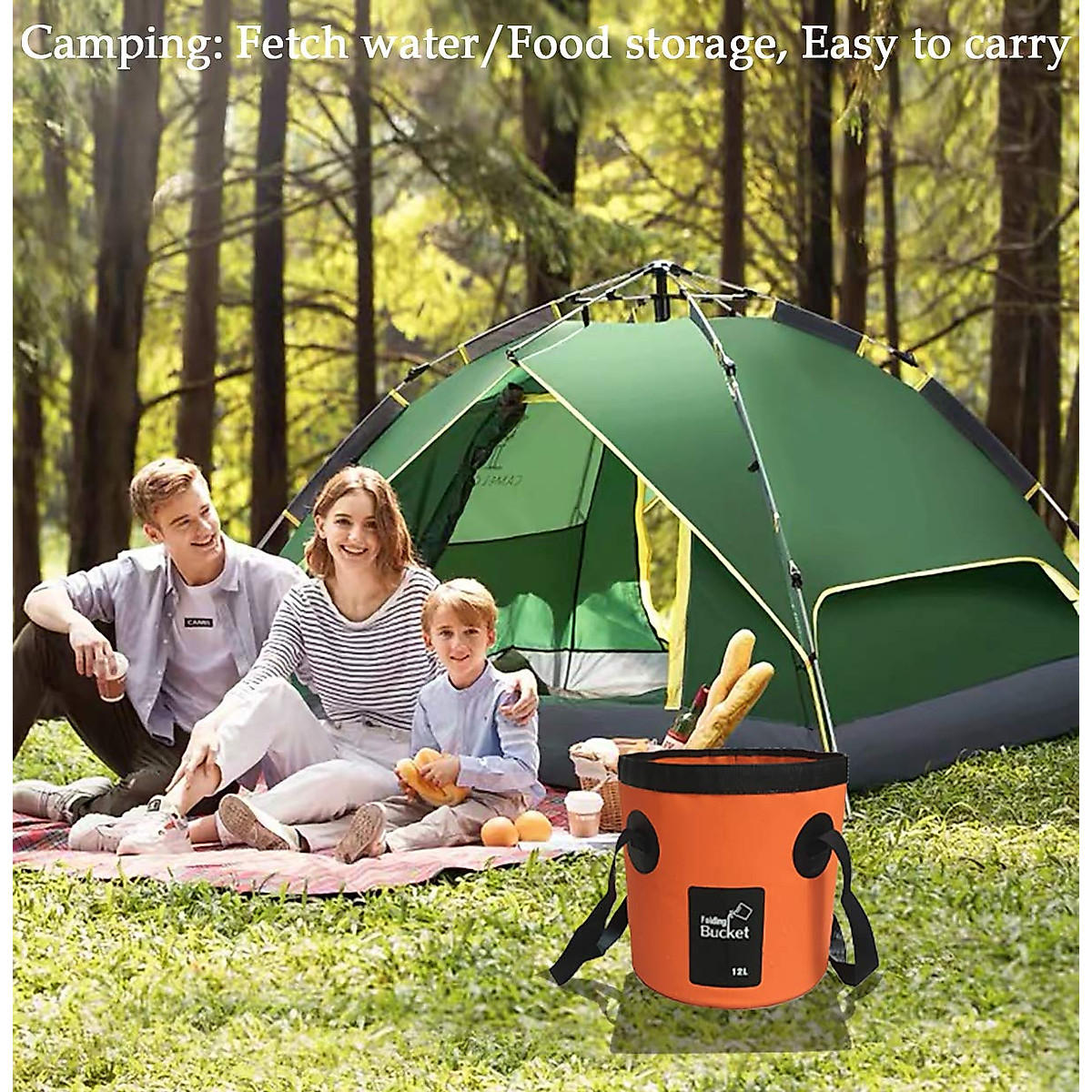 Sunglow Collapsible Bucket, 5 Gallons Multifunctional Portable Collapsible Fishing Bucket -Wash Basin Folding Bucket -Water Container for Fishing-Camping-Gardening (20L/5gallon(Orange))