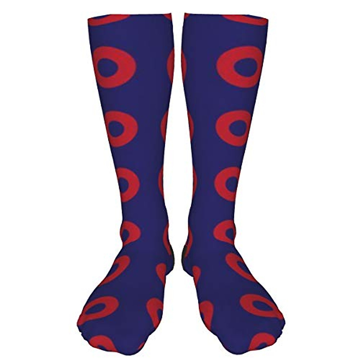 Zjblheq Socks Phish Red Donut Circles On Blue Casual Novelty Funny For Outdoor Athletic Sports Boot Running Hiking Trekking