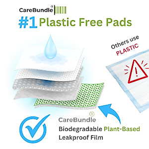 CareBundle® Plastic Free Disposable Diaper Baby Changing Pad Liner - Ultra Soft Bamboo, Plant-Based, Perfect For Diaper Bags and All Surfaces 18"x24" (Pack of 40)