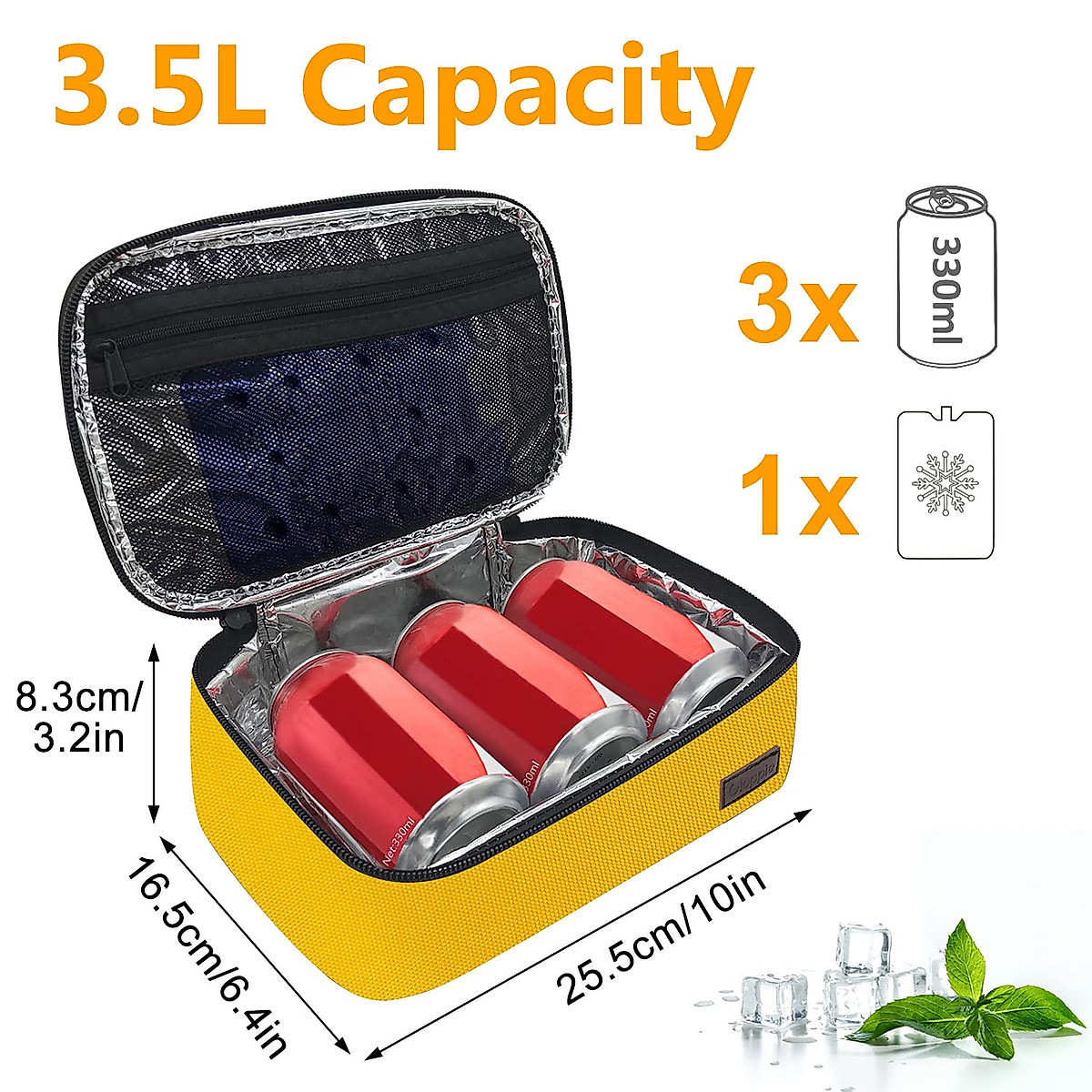 Gloppie Mini Lunch Box Small Kids Lunch Bag Compact Lunch Boxes for Men Women Insulated LunchBag Thermal Lunch Pail Petty Bento Box Bag Reusable Sandwich Containers Snack Box Yellow