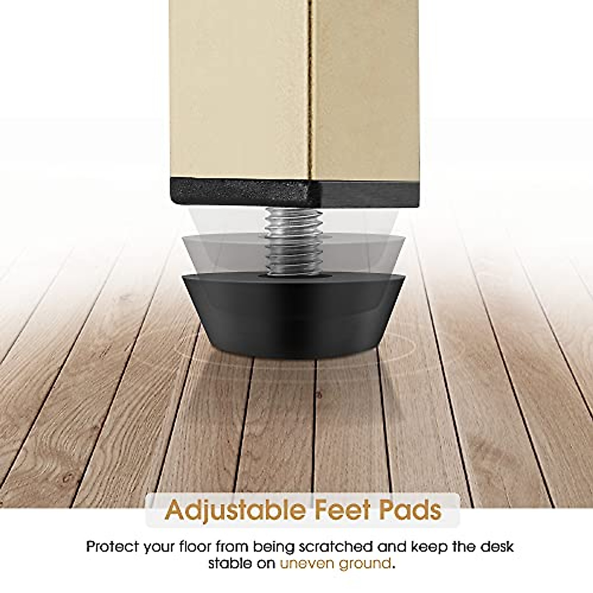 ivinta Computer Desk with Shelves, Office Desk for Living Room,Small Desk with Storage Space, Home Office Desks, Vanity Desk with Gold Legs PC Laptop Table (White, 55")