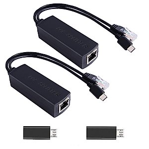GeeekPi 2PCS Gigabit USB-C PoE Splitter 48V to 5V IEEE802.3af Power Over Ethernet for Raspberry Pi,Tablets, Dropcam(48V to 5V 2.4A)