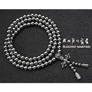 108 Destiny Nepal Prayer Full Metal Buddism Bead Mala Necklace (full stainless steel)
