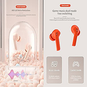 Soonic Music Buds, Gaming Wireless Noise Cancelling Earbuds, Compatible with Apple Android, Built-in Microphone, Sweat Resistant Waterproof Earphones, Bluetooth 5.3 Dual Mode Headphones (Black)
