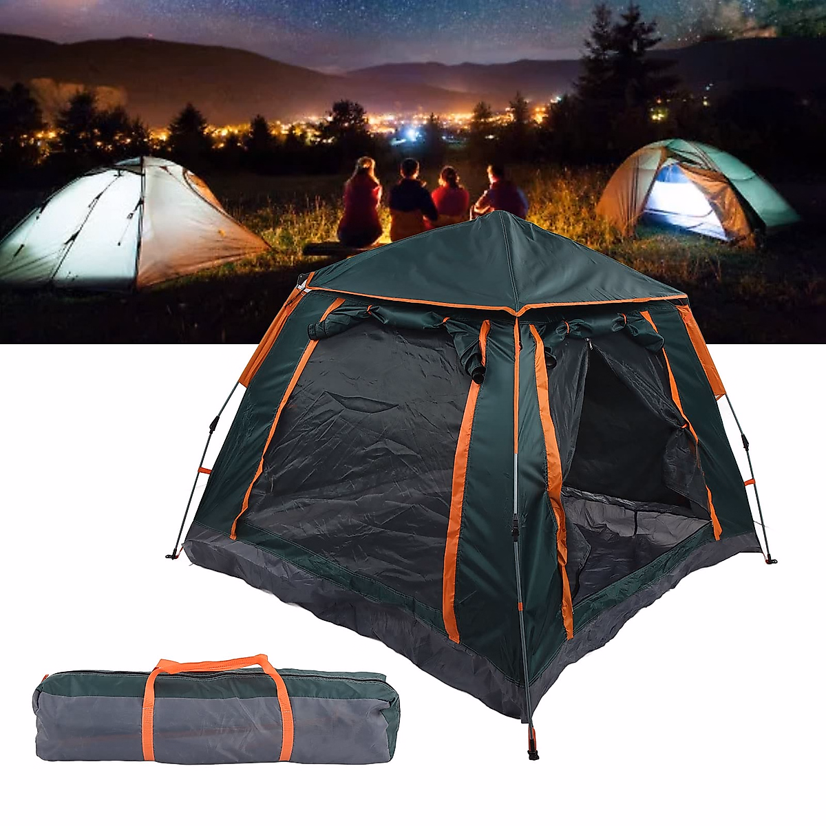 Quick Open Tent, 5 Sided Mosquito Net Design Waterproof Portable Foldable 4 Sided Tent with Shade Cloth, Camping Tents for Camping Gardening Hiking Fishing