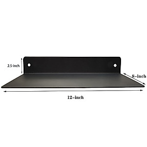 LJYMYSAK Linear Floating Shelf Industrial Heavy Duty Metal Wall Mounted Modern Rustic Farmhouse Designed Shelf Living Room Metal Wall Decor Shelf (8"*12" Black)