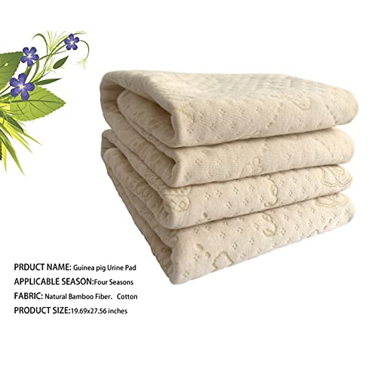 MUYG 2 Pcs Guinea Pigs Pee Pads Hamster Cage Liner Washable Chinchilla Bedding Mats Reusable Pad Super Absorbent Liners Travel Training Mat for Small Animals Cage Accessories(19.69x27.56in)