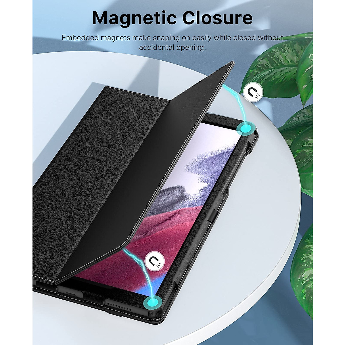 MoKo Case Compatible with Samsung Galaxy Tab A7 Lite 8.7 Inch (SM-T225/T220/T227), Slim Lightweight PU Tablet Shell Cover Stand Case Fit Samsung Galaxy Tab A7 Lite 8.7 2021 Tablet - Black