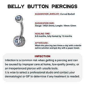 FINE4U Titanium Belly Button Rings 14G 10mm - ASTM F136 Implant Grade Real Titanium Belly Ring, Internally Threaded Hypoallergenic Navel Piercing Jewelry for Gift idea (Clear)