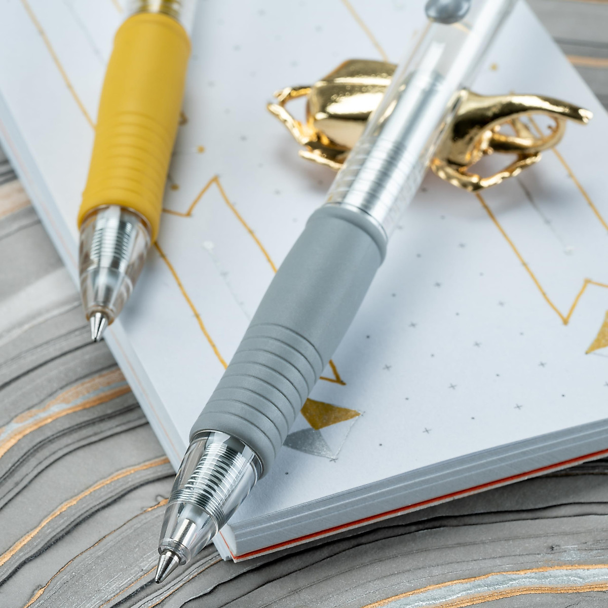 PILOT G2 Metallics Refillable and Retractable Rolling Ball Gel Pens, Fine Point, Assorted Color Inks, 8-Pack Pouch (34405)