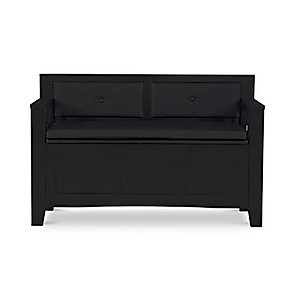 Linon Carlton Padded Bench, 44.5"W x 17"D x 30"H, Black