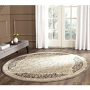 SAFAVIEH Vintage Collection 6'7" Round Taupe / Black VTG574D Oriental Traditional Distressed Area Rug