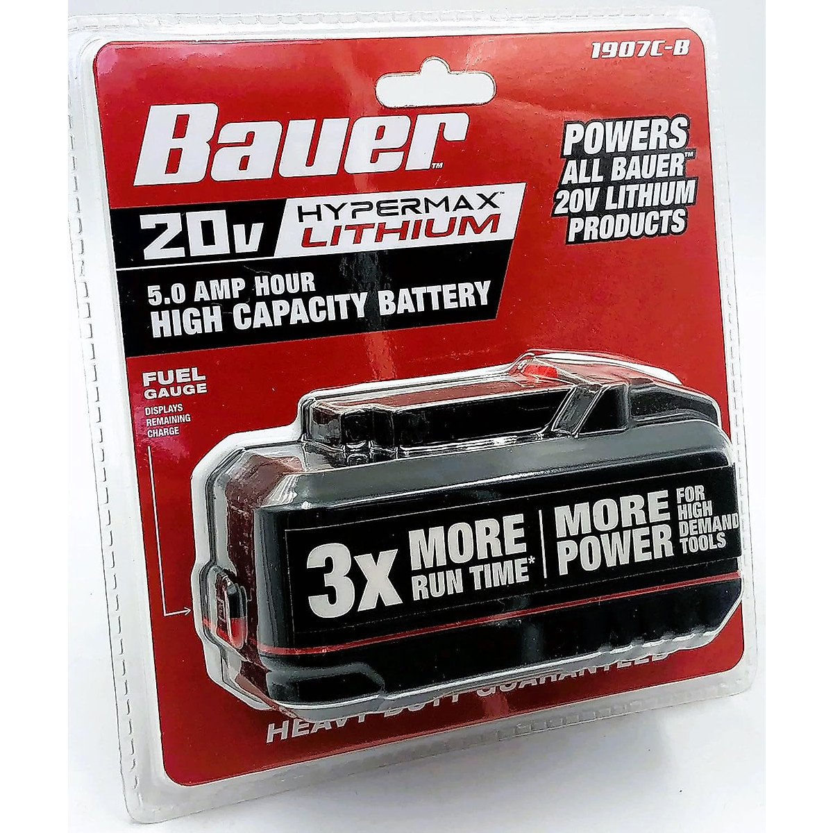 Bauer 20 Volts Lithium-Ion Battery 5.0 Ah High Capacity Replacement Battery 1907C-B for Bauer Cordless Tools