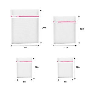 4Pcs Mesh Laundry Bags, Lingerie Bags for Washing Delicates,Mesh Wash Bags for Toy Storage & Cleaning, Travel Storage Organizer Bag, Dorm Room Essentials (1 Large, 1 Medium, 2 Small) - MIAETFH