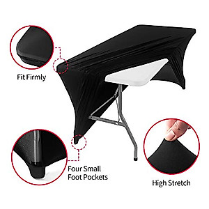 Peomeise 6FT Spandex Table Cover Rectangular Stretch Spandex Tablecloth (Black,6FT)