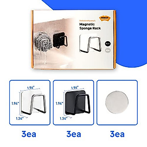 REBUY COMPANY Rebuycompany`s 6pcs Magnetic Sponge Holder Sponge Caddy for Kitchen Organization - SUS 304 Stainless Steel Rust Proof Magnetic Sponge Holder, Sink Caddy - Durable & Space Effective