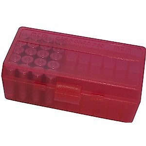 MTM 50 Round Flip-Top Ammo Box 38/357 Cal (Clear Red)