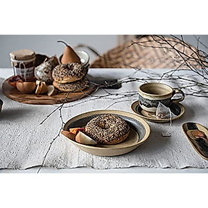 Creative Co-Op S/2 Stoneware Cup w Saucer Mug Set, 6.25", Brown & Black
