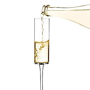 JYB&XY Set of 6 Crystal Champagne Flutes Champagne Glasses Hand Blown Classy Champagne Flutes 100％Lead Free Quality Sparkling Wine Stemware Set Dishwasher Safe 7oz…