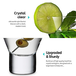 MITBAK 8 - Ounce Martini Glasses (Set of 6) | Elegant cocktail Cups | Great for Martini, Cocktail, Whiskey, Liquor, Margarita, & Other Alcoholic Beverages | Bar Glasses Made In Slovakia